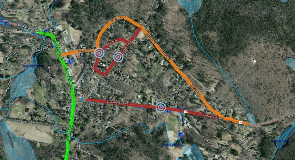 Gas spill map 1 - Norfolk, Connecticut
